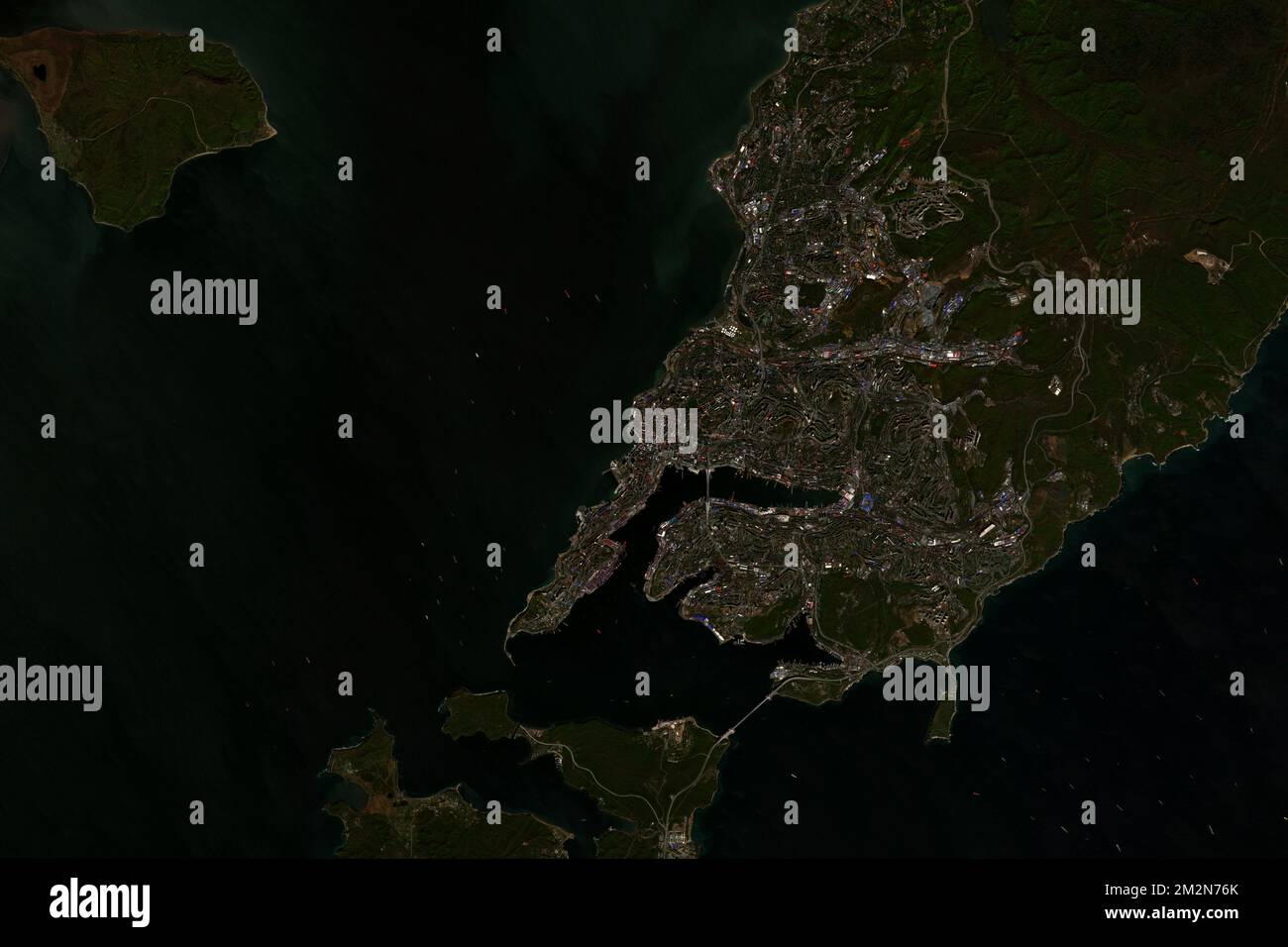 High resolution satellite image of Vladivostok in Russia- contains ...