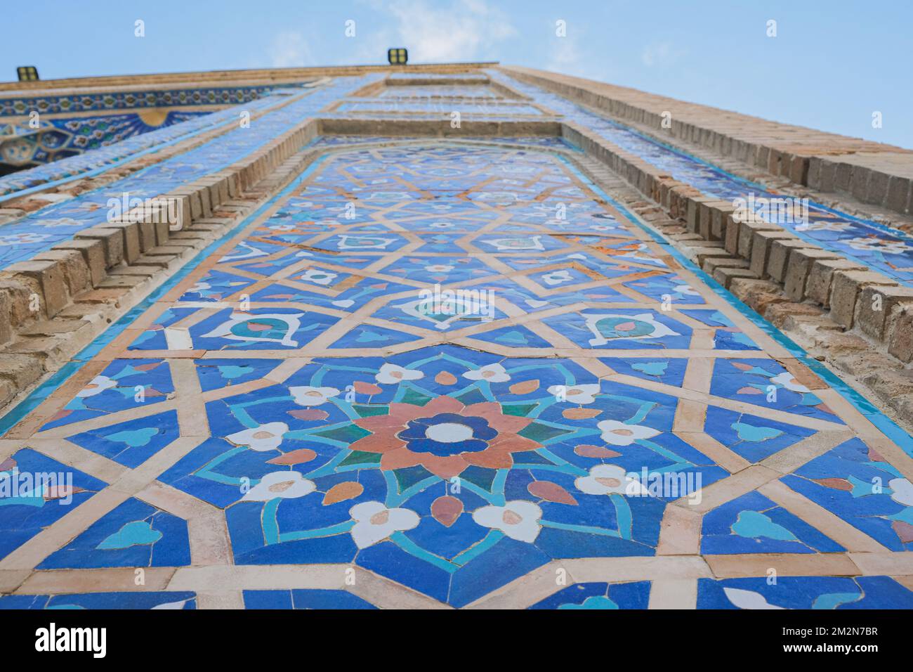 Bottom view of the arch with oriental patterns in Amir Temur Mausoleum ...