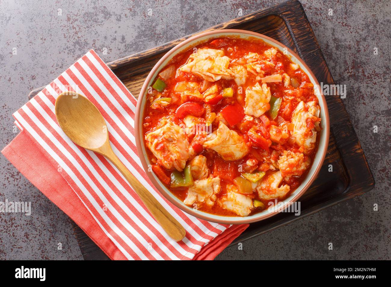 Ajoarriero is a traditional Spanish dish consists of shredded salt cod ...