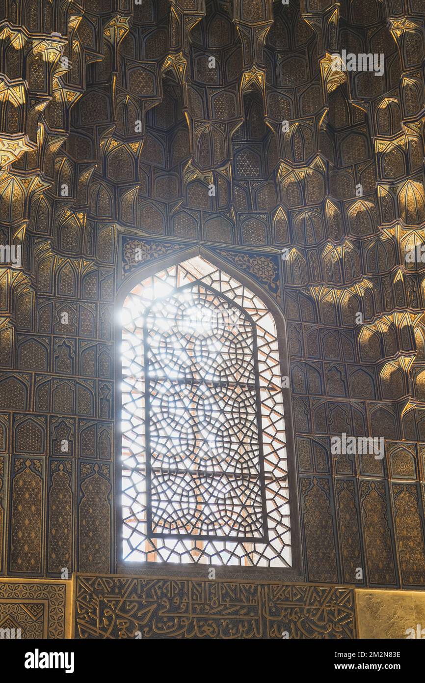 Oriental window with a pattern in Amir Temur Mausoleum Gur-i Amir ...