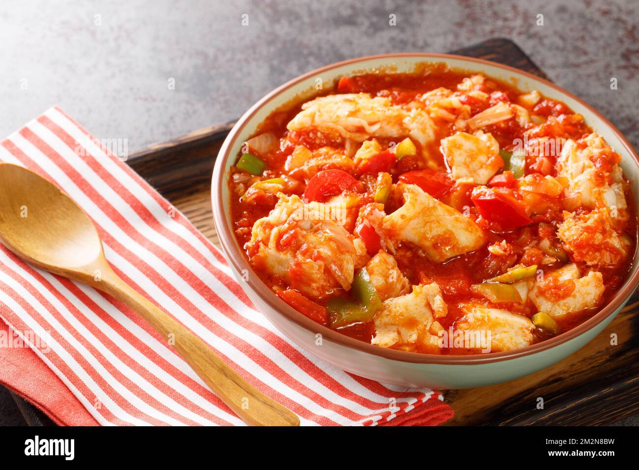 Ajoarriero is a traditional Spanish dish consists of shredded salt cod ...