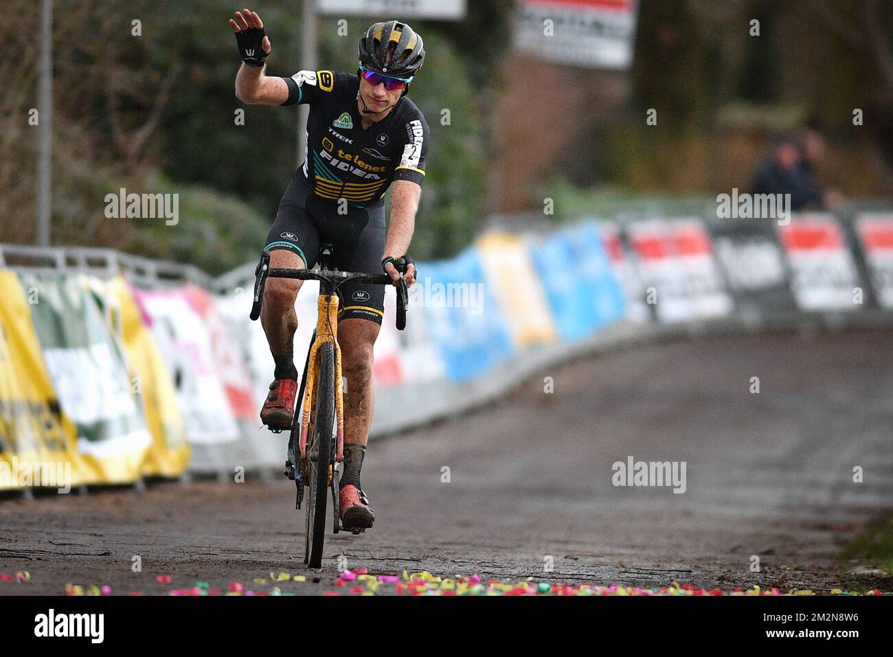 Belgian Quinten Hermans crosses the finish line at the men's race in ...