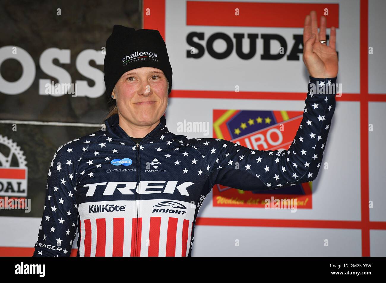 US Katie Compton pictured on the podium after the women's race in the ...