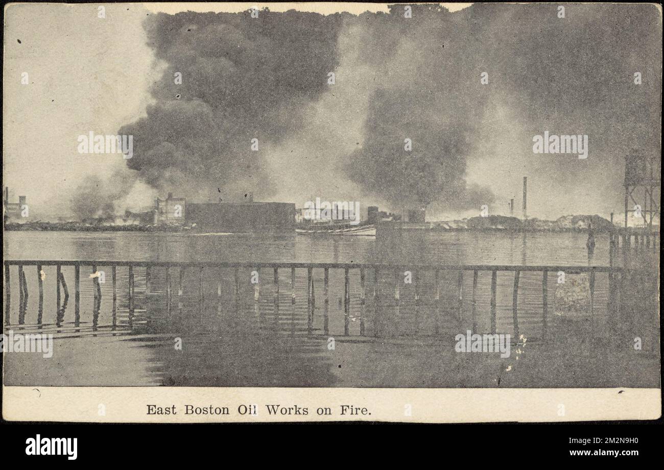 East Boston Oil Works on fire , Fires, Ruins, Petroleum industry ...