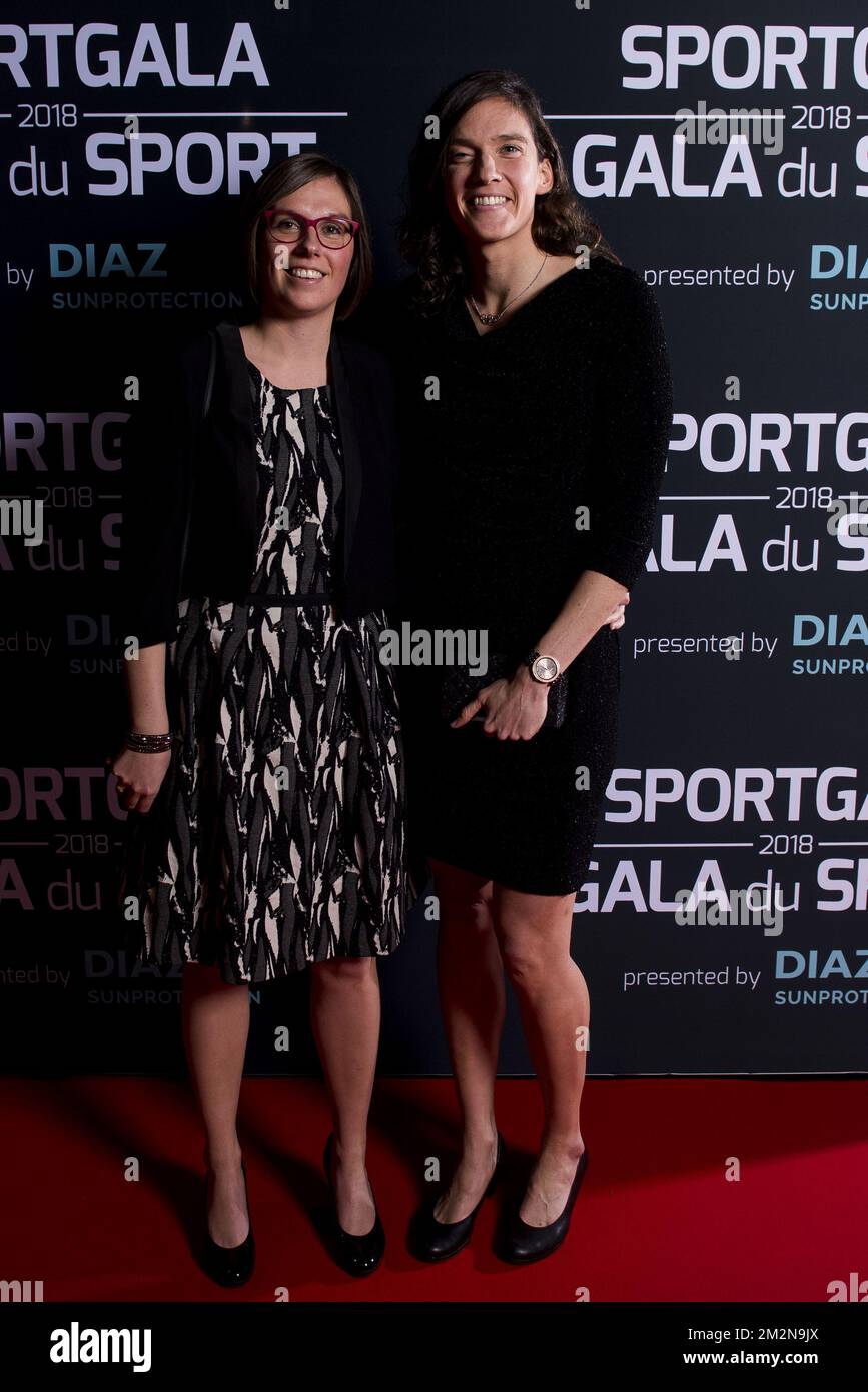 Belgian swimmer Kimberly Buys (R) pictured on the red carpet during the ...
