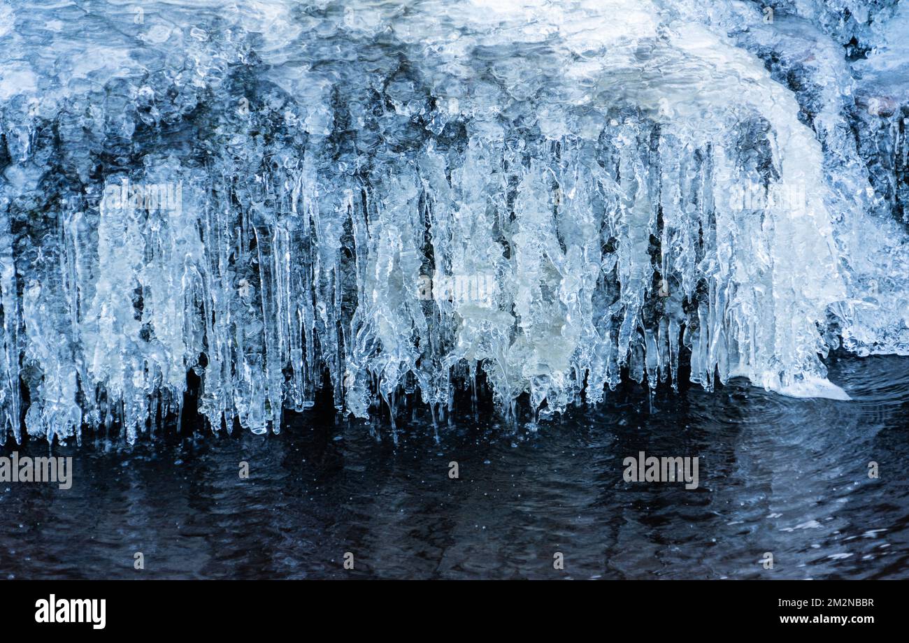 Ice on a moorland stream in Northumberland, UK Stock Photo - Alamy