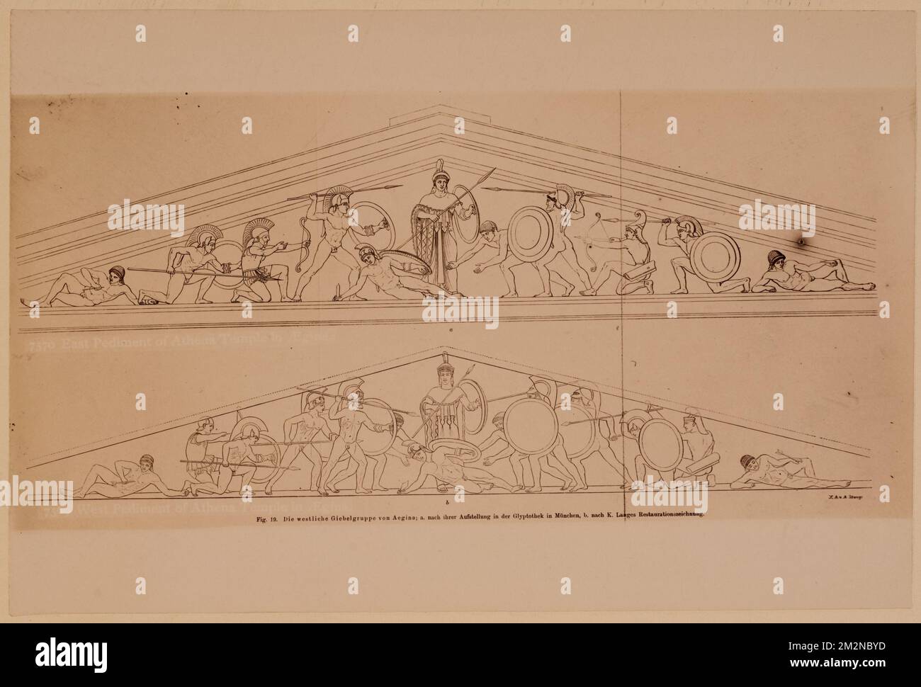 East pediment of Athena Temple in Aegina, west pediment of Athena ...