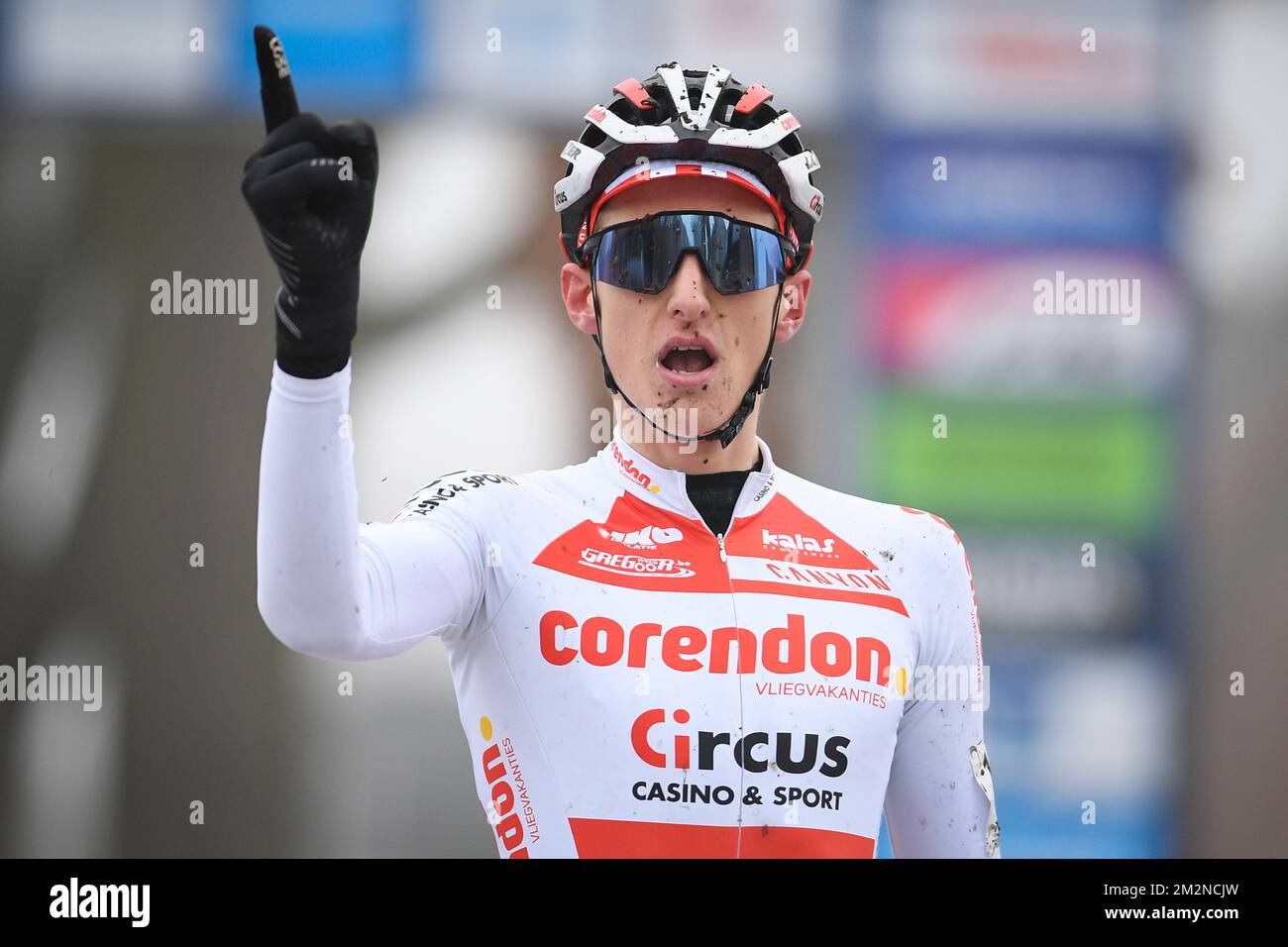 British Ben Turner celebrates as he crosses the finish line to win the ...