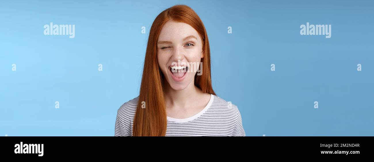 Joyful young girl mouth open redhead hi-res stock photography and ...