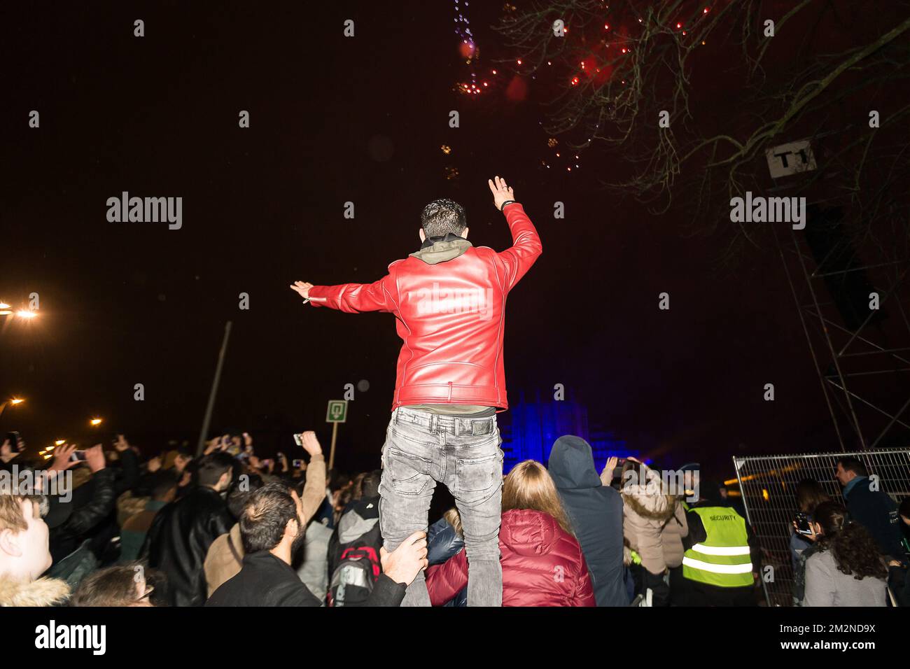 Illustration picture shows people enjoying fireworks at the New Year's ...