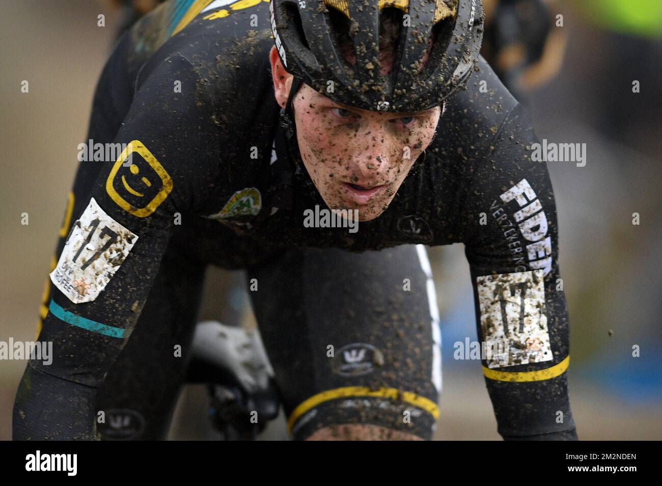 Belgian Jim Aernouts pictured in action during the men elite race of ...