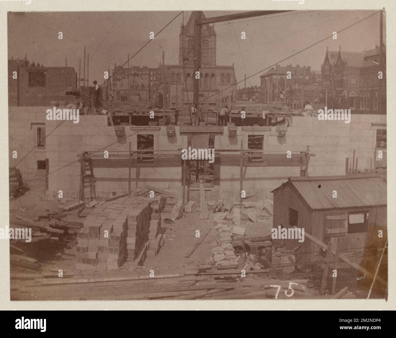 East wall of Courtyard under construction, construction of the McKim ...