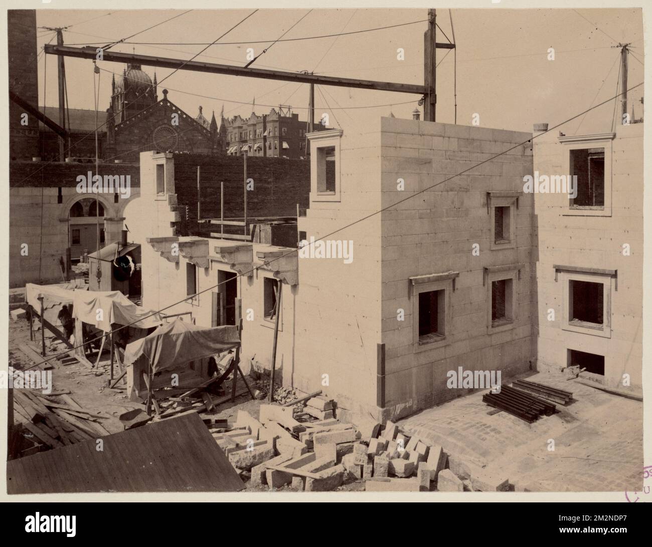 East wall of Courtyard under construction, construction of the McKim ...