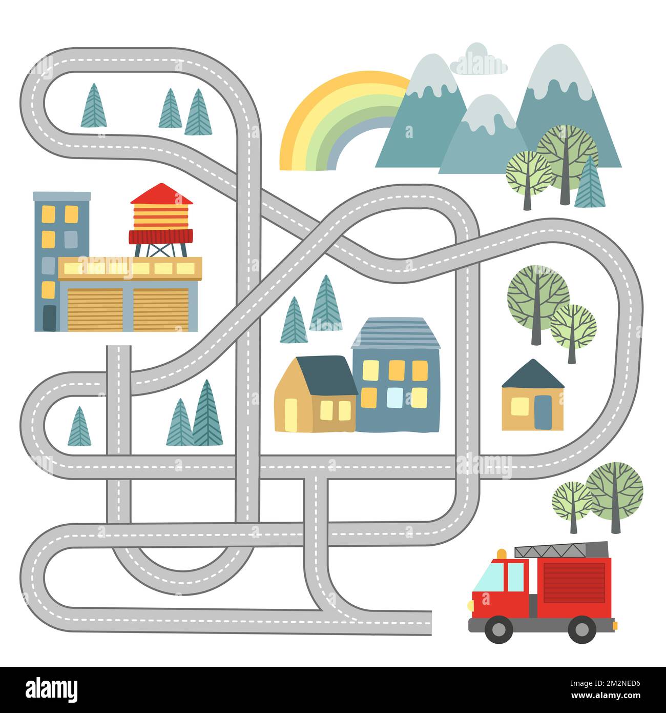 Vector maze game for kids with vehicles and tangled road. Labyrinth ...