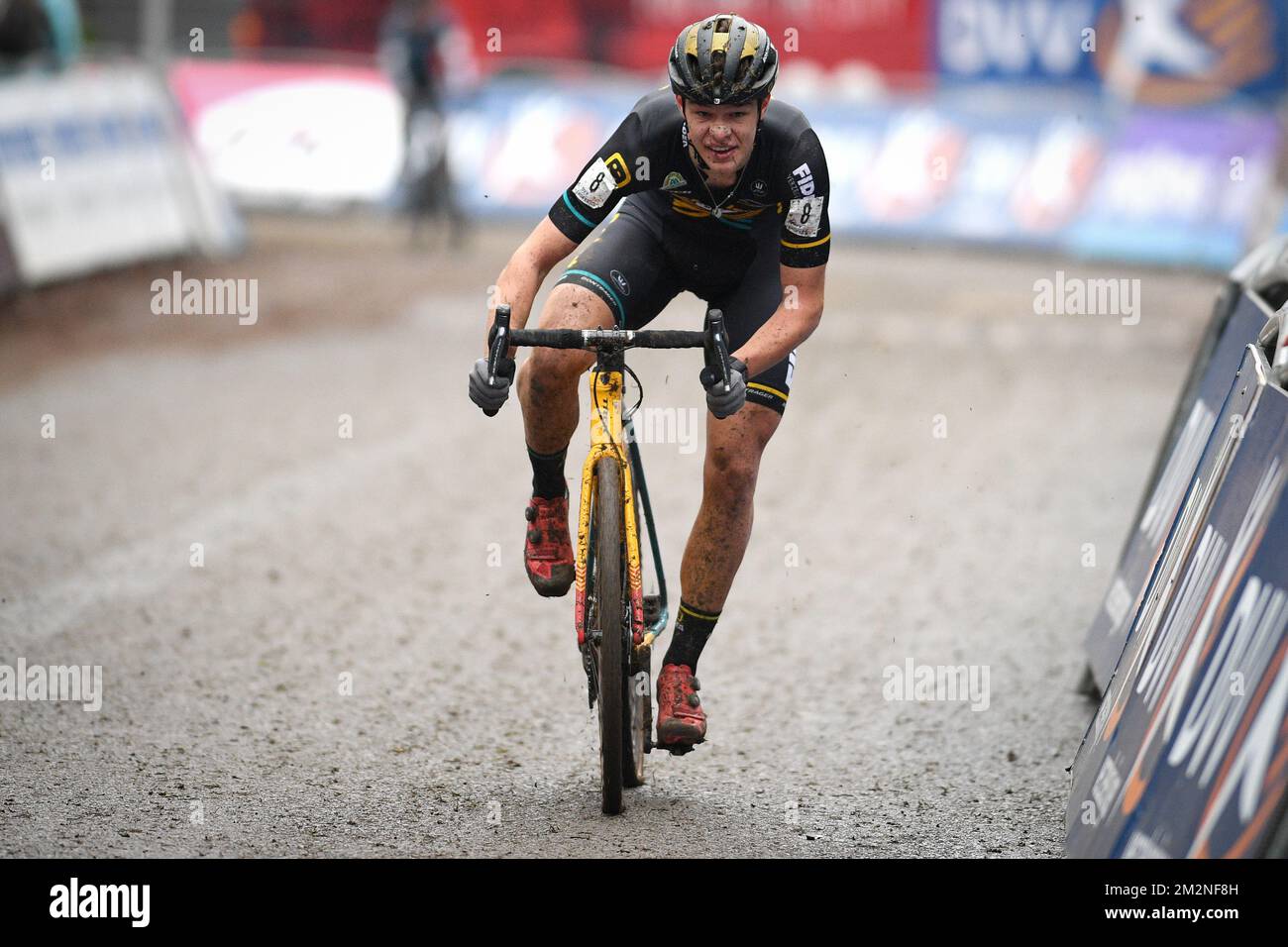 Belgian Andreas Goeman crosses the finish line at the U23 race of the ...