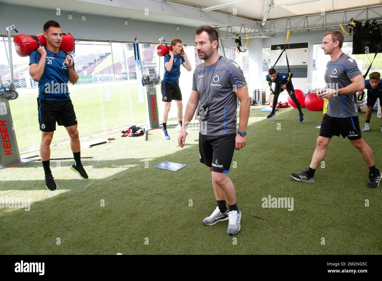 Club's Dion Cools and Club Brugge's head coach Ivan Leko pictured ...