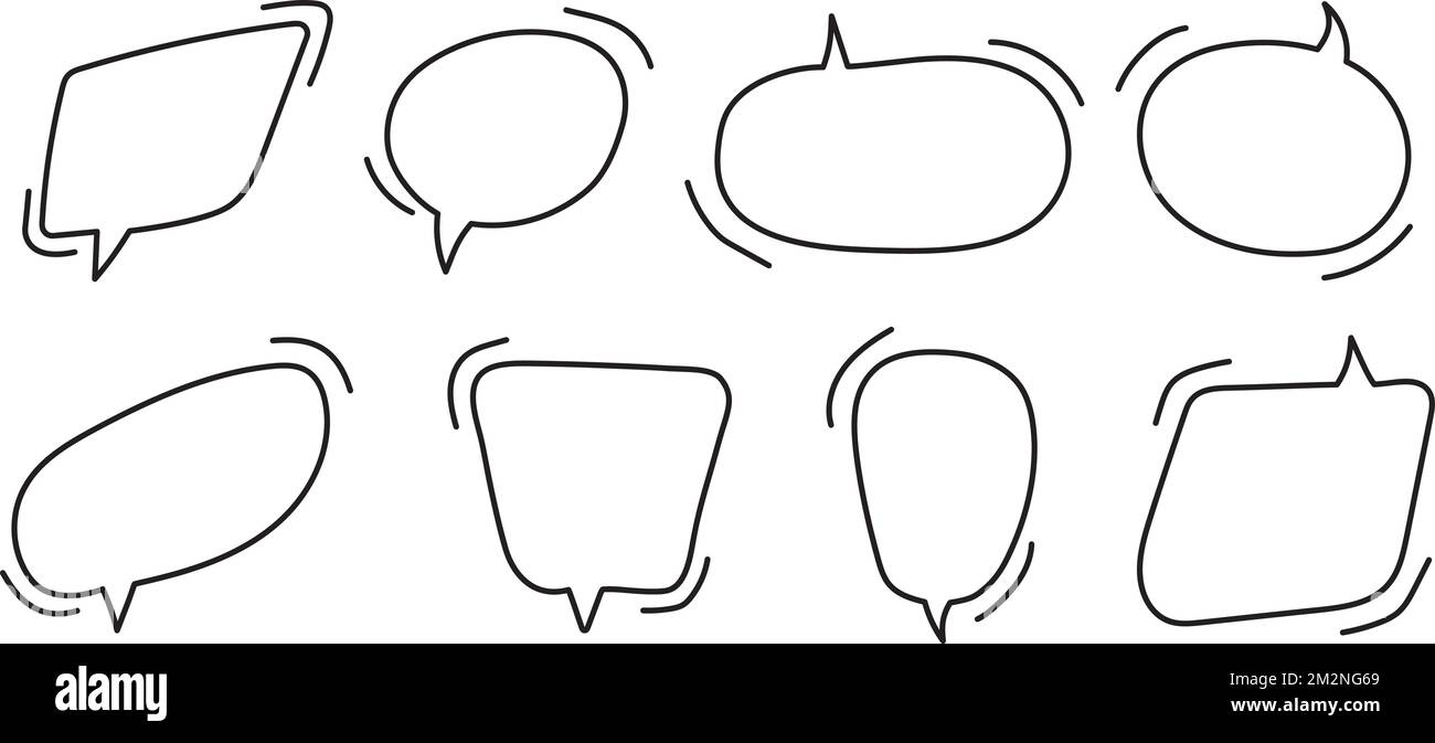 Hand drawn speech bubbles. Set of cute speech bubble in doodle style ...