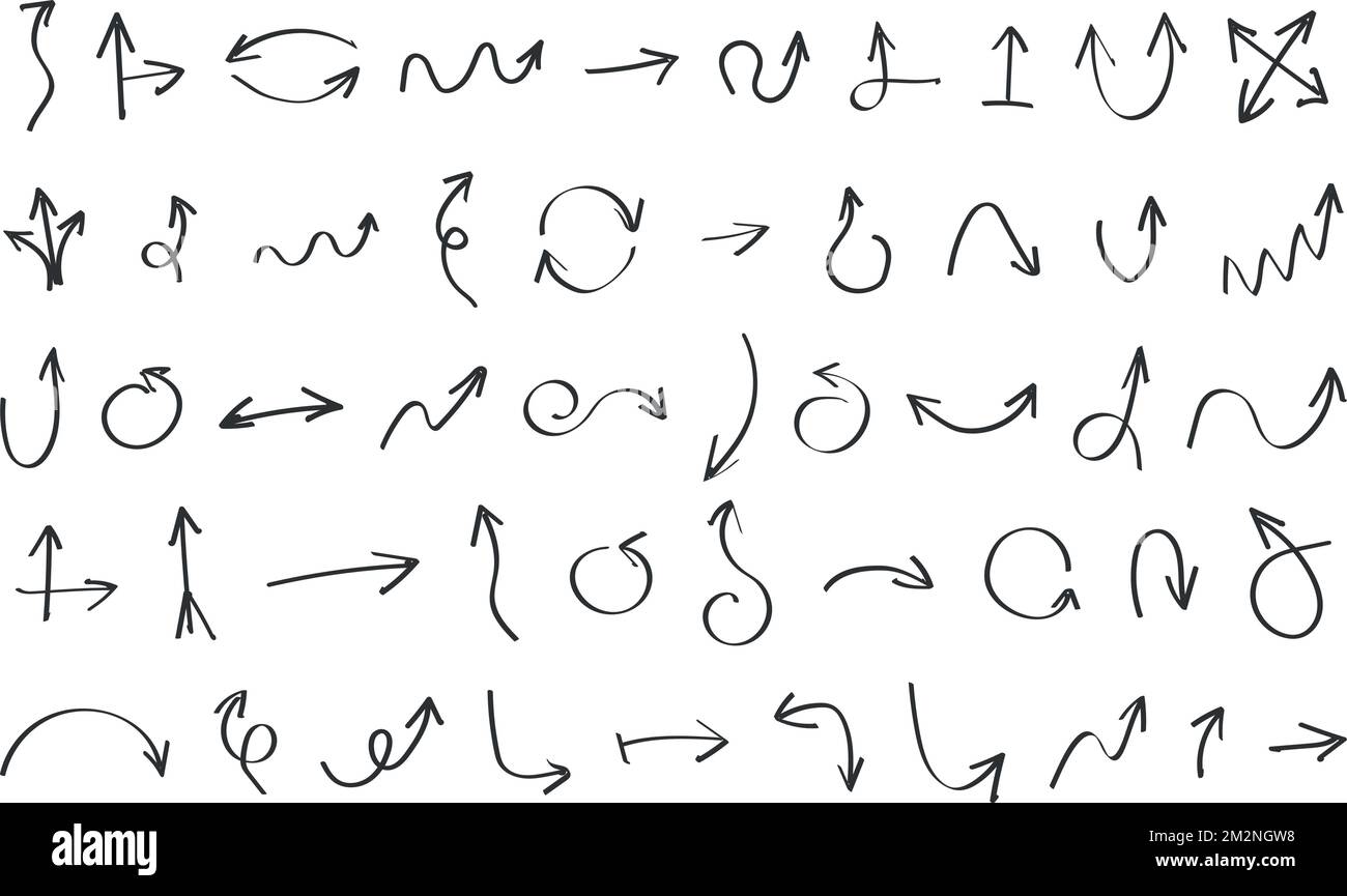Collection of hand drawn arrows. Set of simple arrows. Arrow mark icons ...