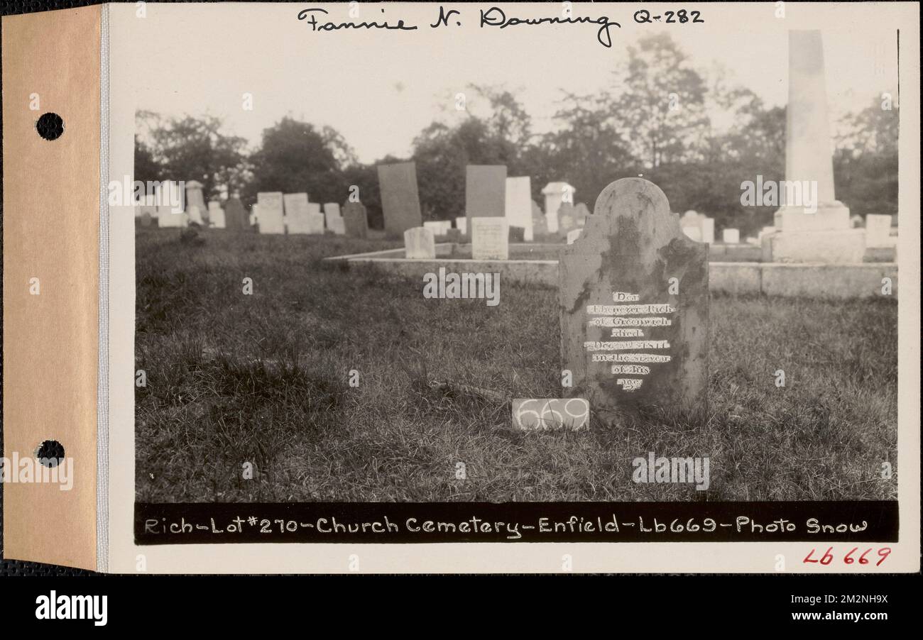 Ebenezer Rich, Church Cemetery, lot 270, Enfield, Mass., ca. 1930-1931 ...
