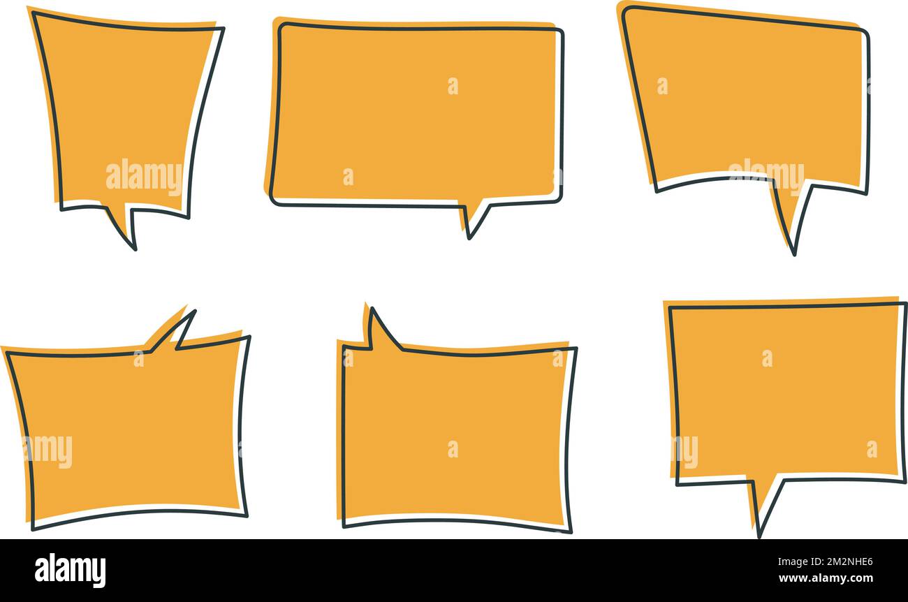 Hand drawn speech bubbles. Set of cute speech bubble in doodle style ...