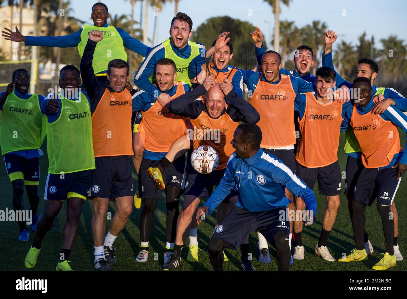 Gent's Stallone Limbombe, Gent's assistant coach Johnny Molby, Gent's ...