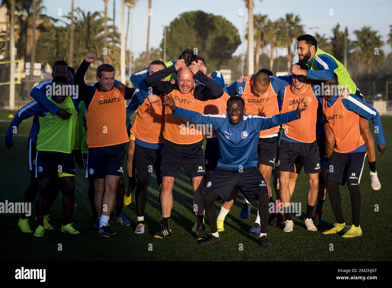 Gent's Stallone Limbombe, Gent's assistant coach Johnny Molby, Gent's ...