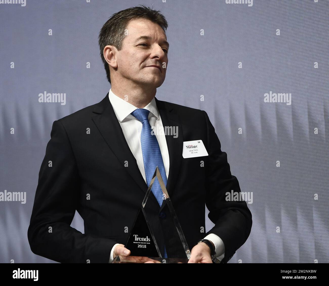 winner KBC CEO Johan Thijs pictured during the award ceremony for the ...
