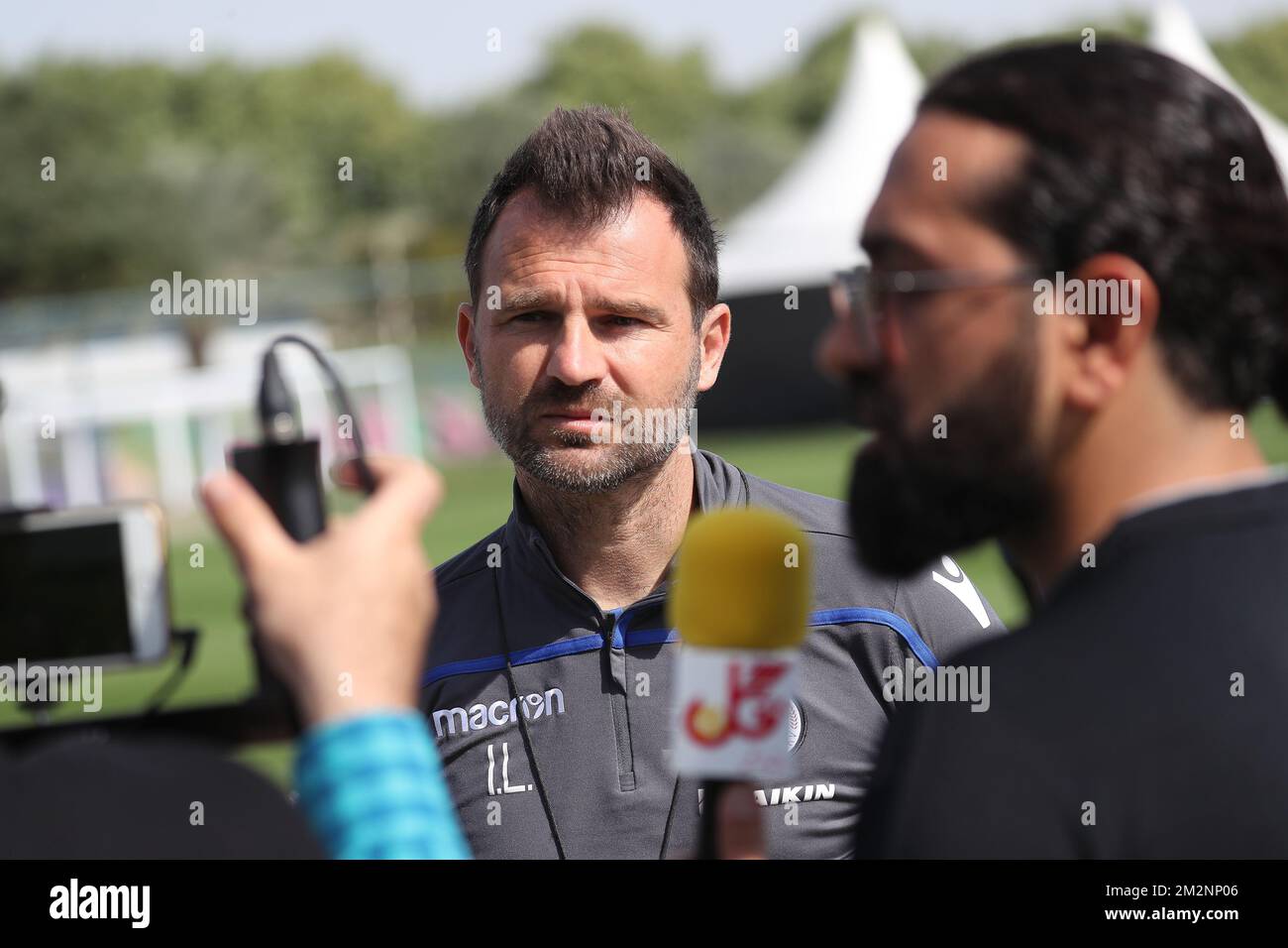 Club Brugge's head coach Ivan Leko talks to the press during the eighth ...