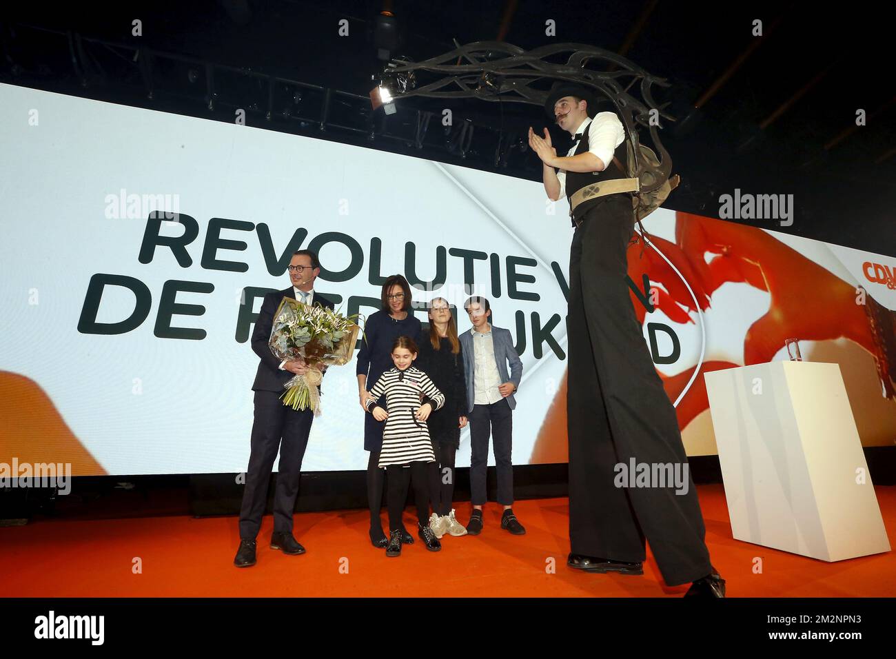 CD&V chairman Wouter Beke (L) pictured during the New Year's reception ...