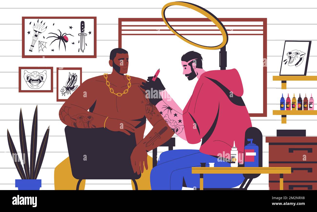 Tattoo artist in process Stock Vector Images - Alamy