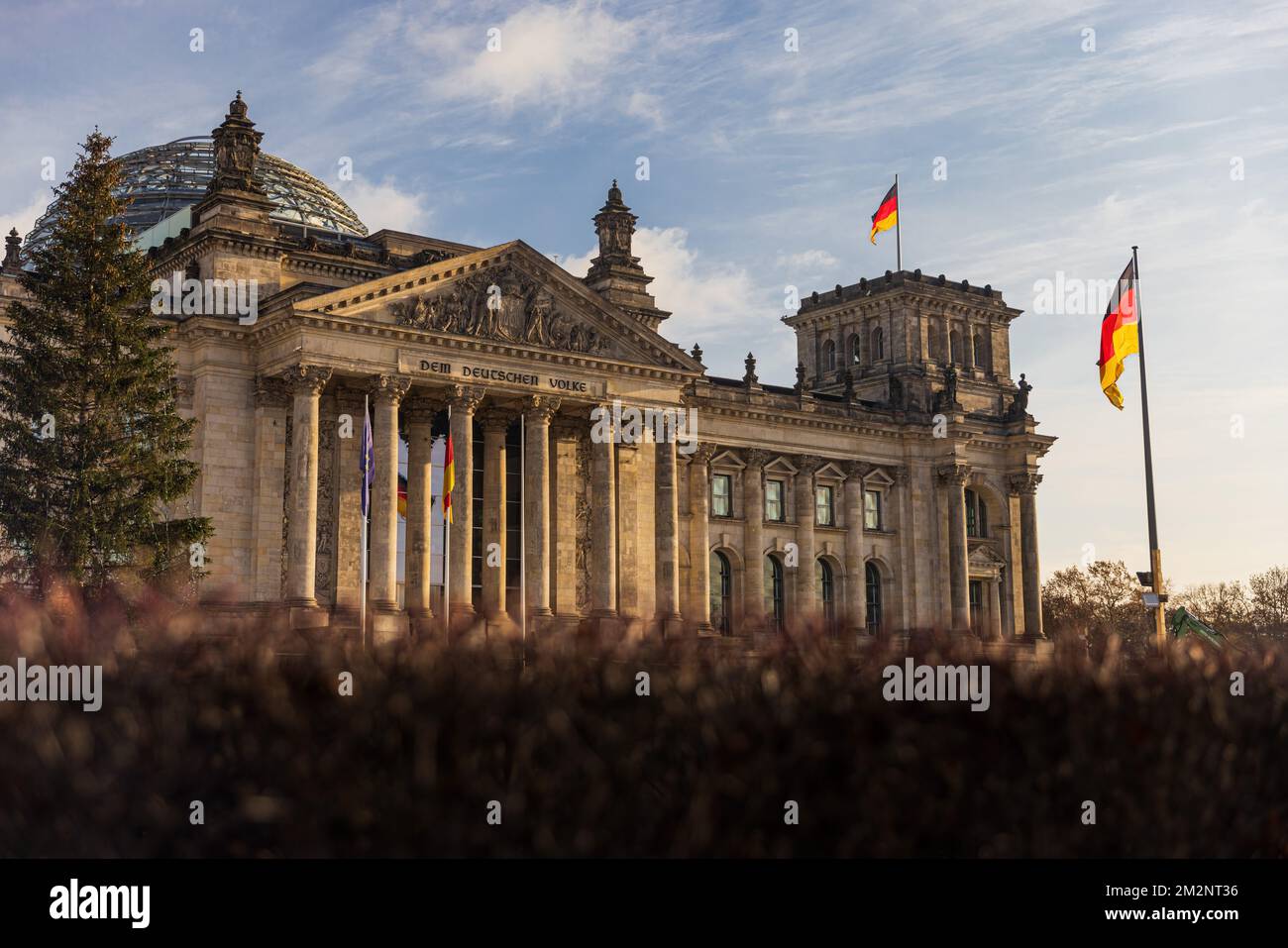BERLIN GERMANY - DECEMBER, 2022: Front view of the Bundestag Reichstag ...