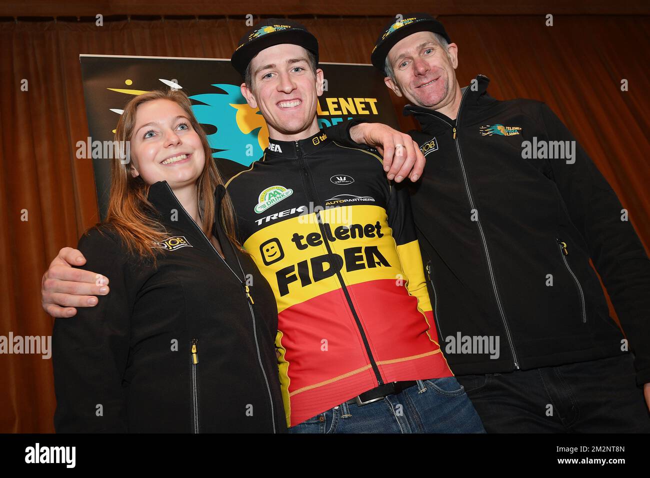 Belgian Toon Aerts poses for the photographer with his girlfriend Sarah ...