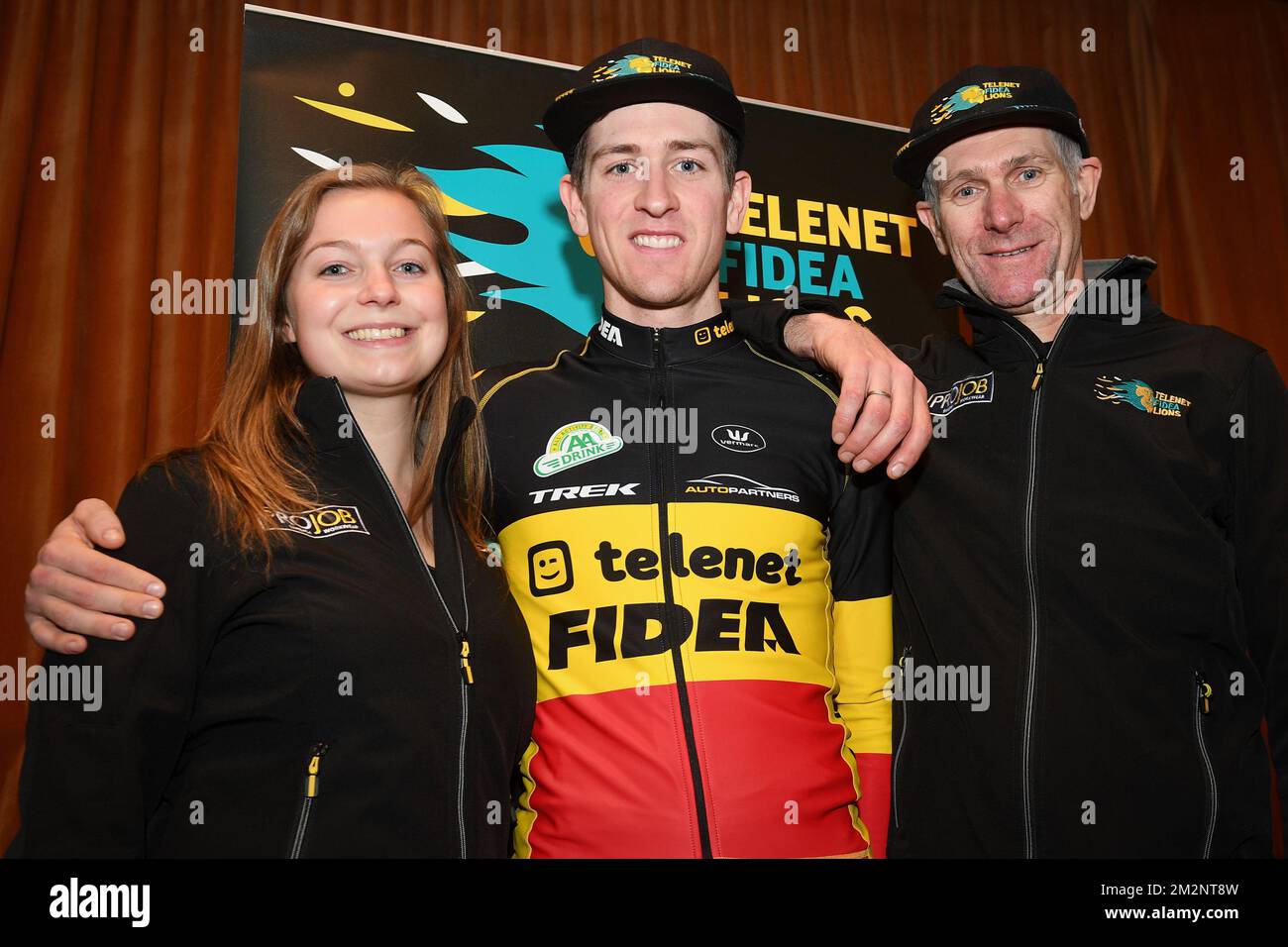 Belgian Toon Aerts poses for the photographer with his girlfriend Sarah ...