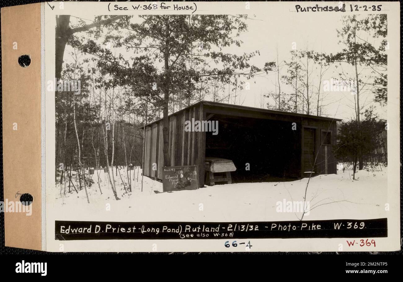 Edward D. Priest, boathouse, Long Pond, Rutland, Mass., Feb. 13, 1932 ...
