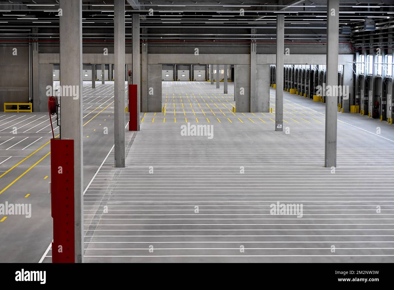 Illustration picture shows an empty warehouse, at the opening of a new ...