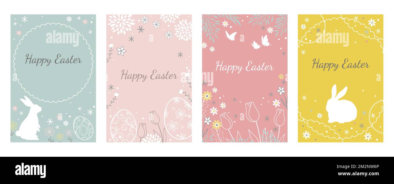 Easter Vector Greeting Card Set Isolated On A White Background Stock ...
