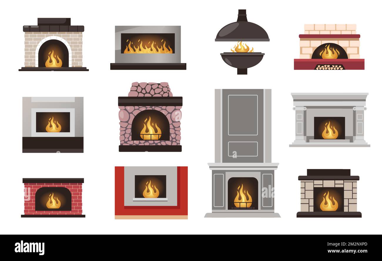 Winter Night By Fireplace Cartoon