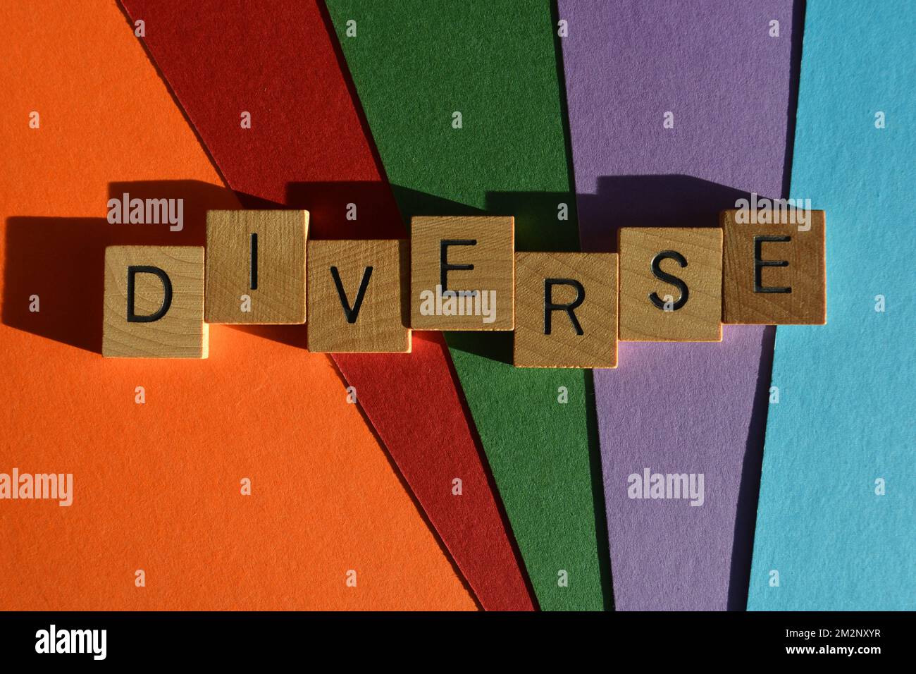 Diverse, word in wooden alphabet letters isolated on colourful ...