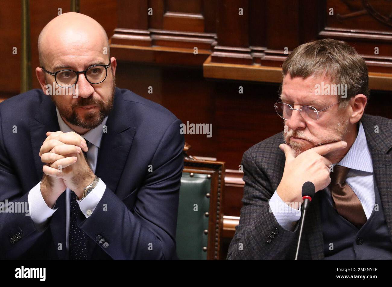 Belgian Prime Minister Charles Michel and Chamber chairman N-VA's ...