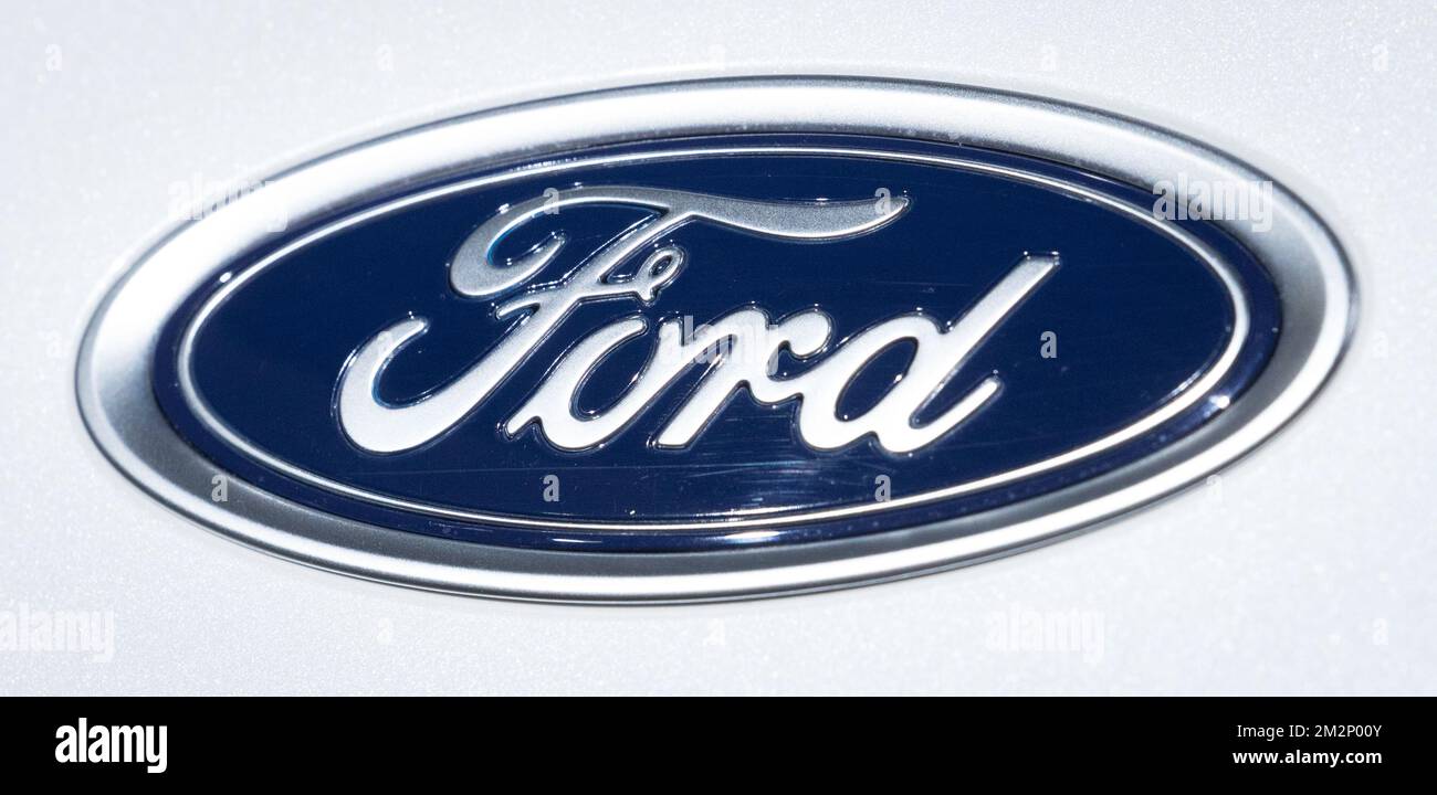 Illustration shows Ford logo during the opening day of the 97th edition ...