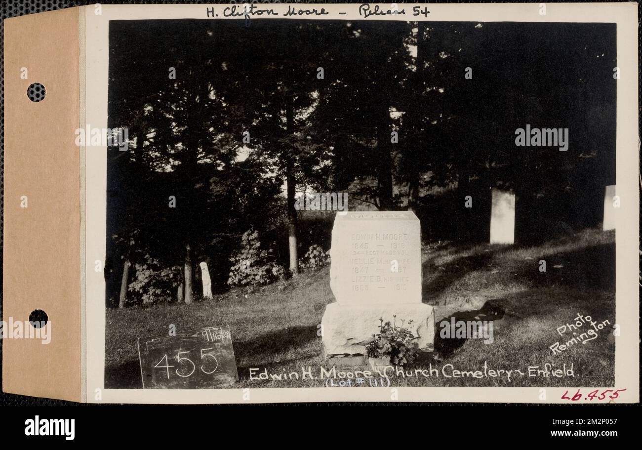 Edwin H. Moore, Church Cemetery, lot 111, Enfield, Mass., Sept. 16 ...
