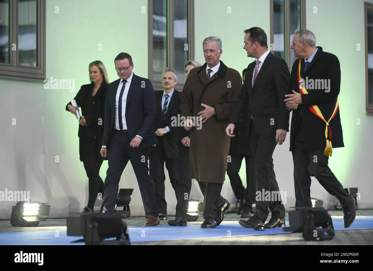 Alex Miesen president of German communauty parliament , King Philippe ...
