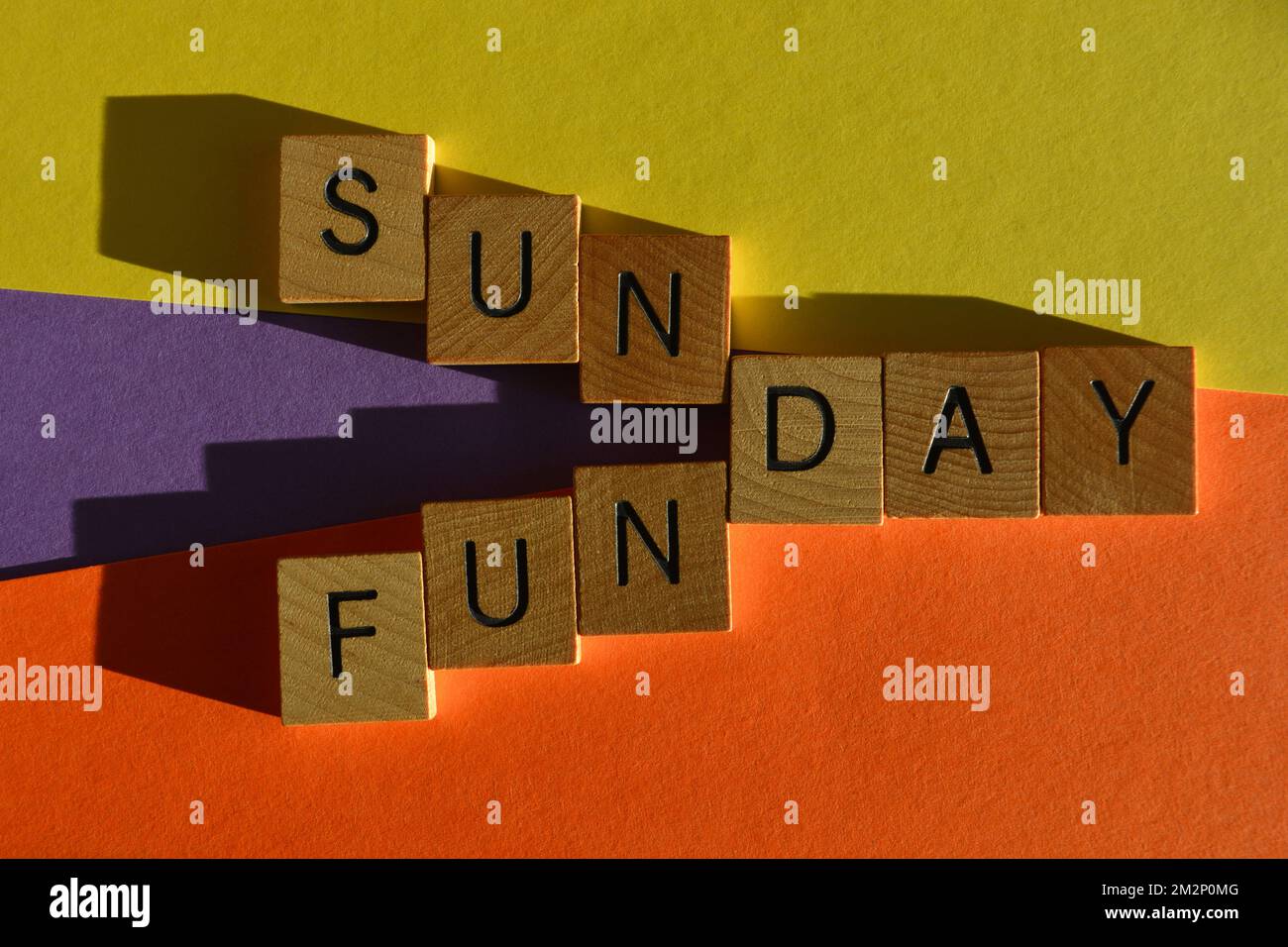 Sunday, Funday, words in wooden alphabet letters isolated on bright and ...