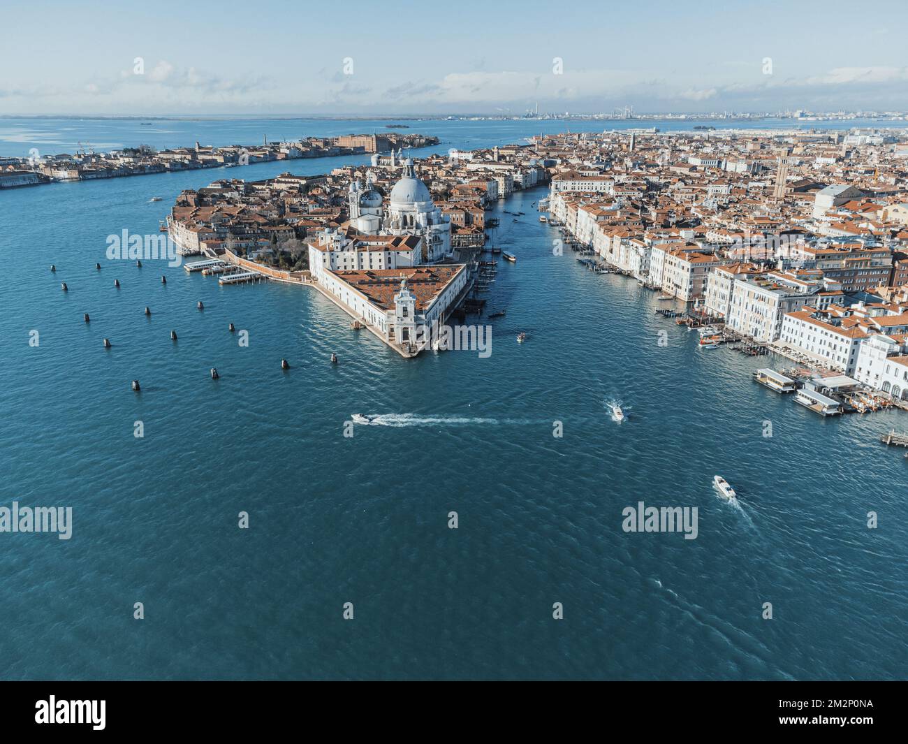 An aerial view of the waterfront Venice, Italy on a sunny morning Stock ...