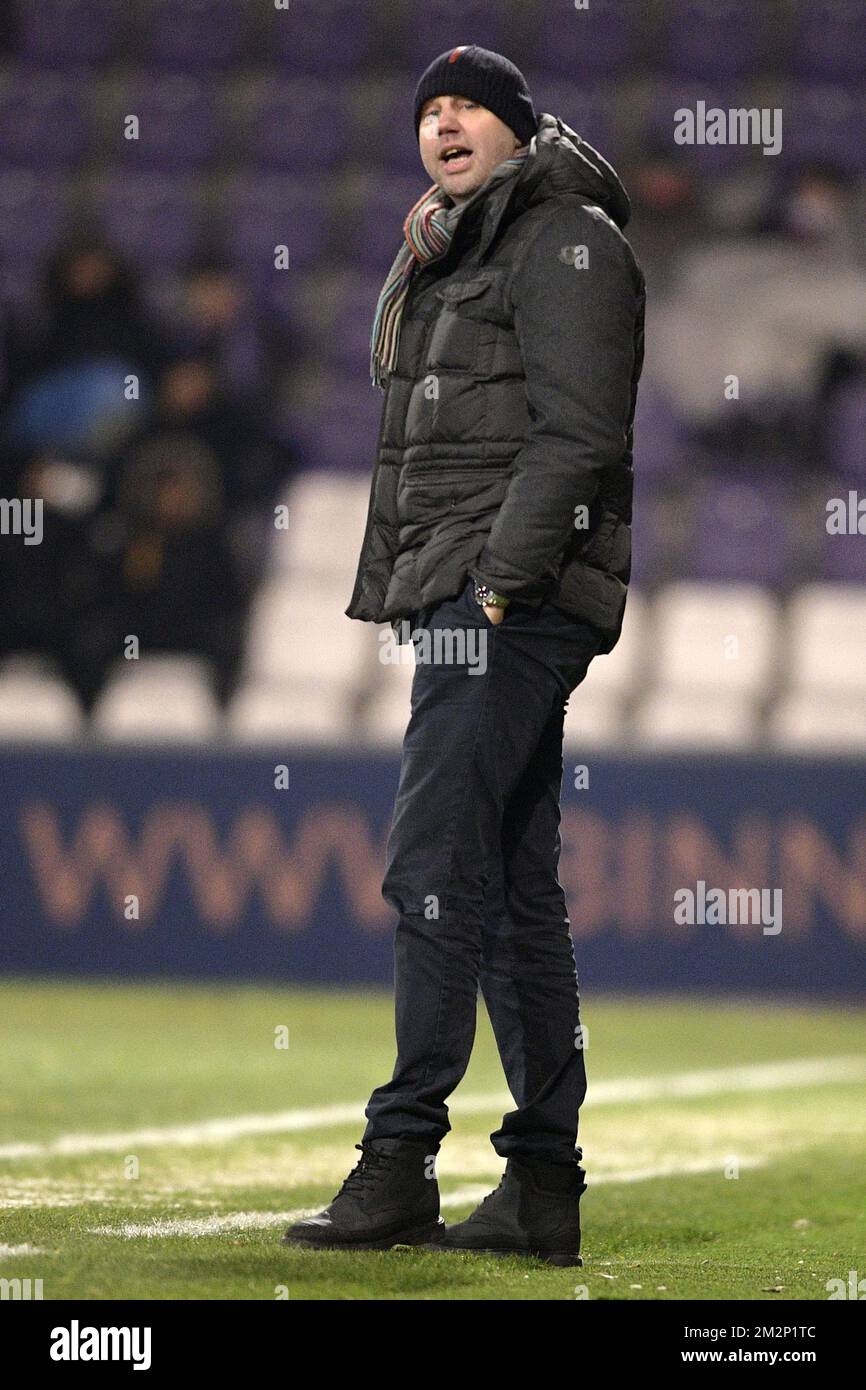 Westerlo's head coach Bob Peeters pictured during a soccer game between ...