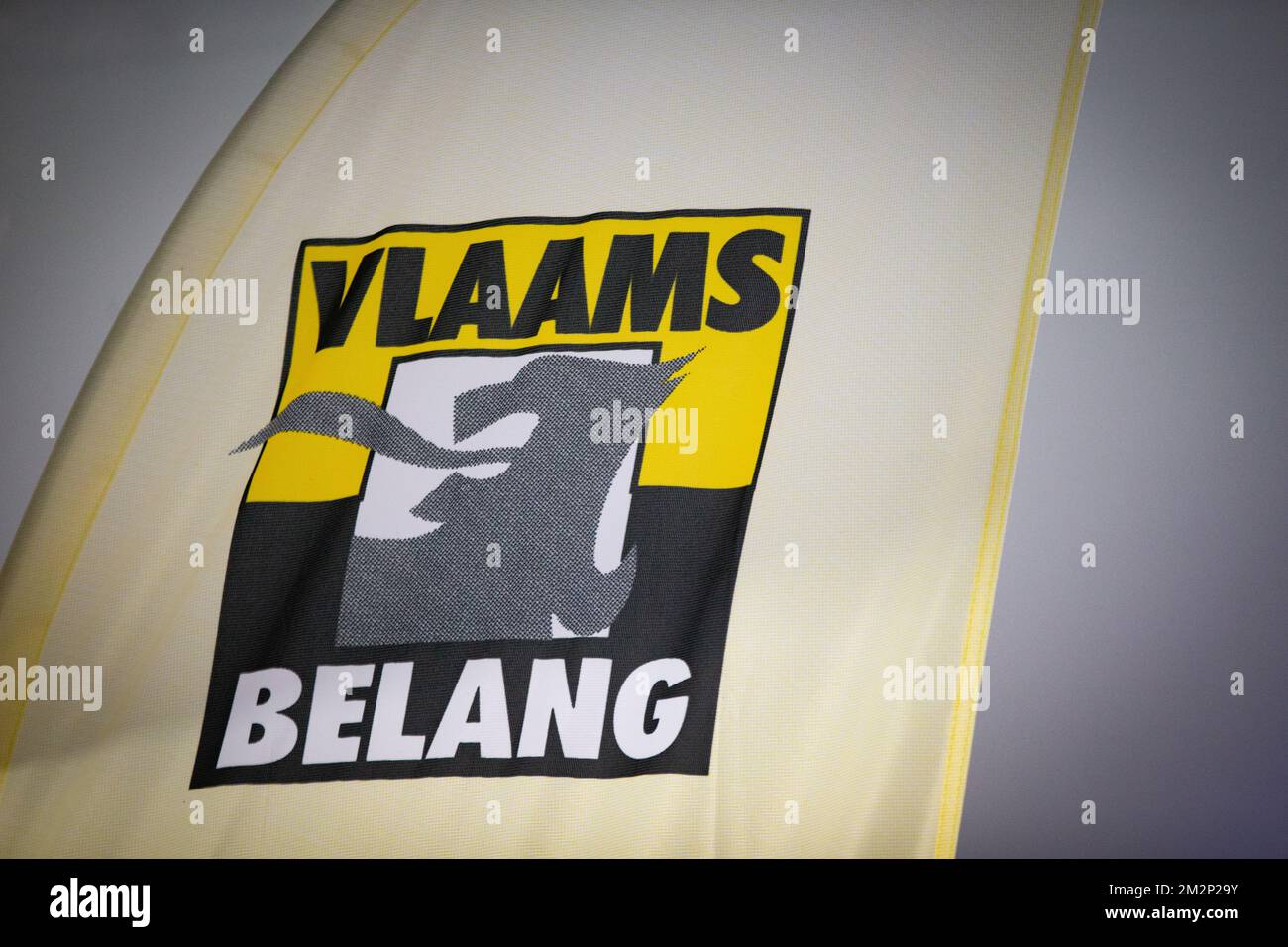 Illustration picture shows Vlaams Belang logo at the new year's ...
