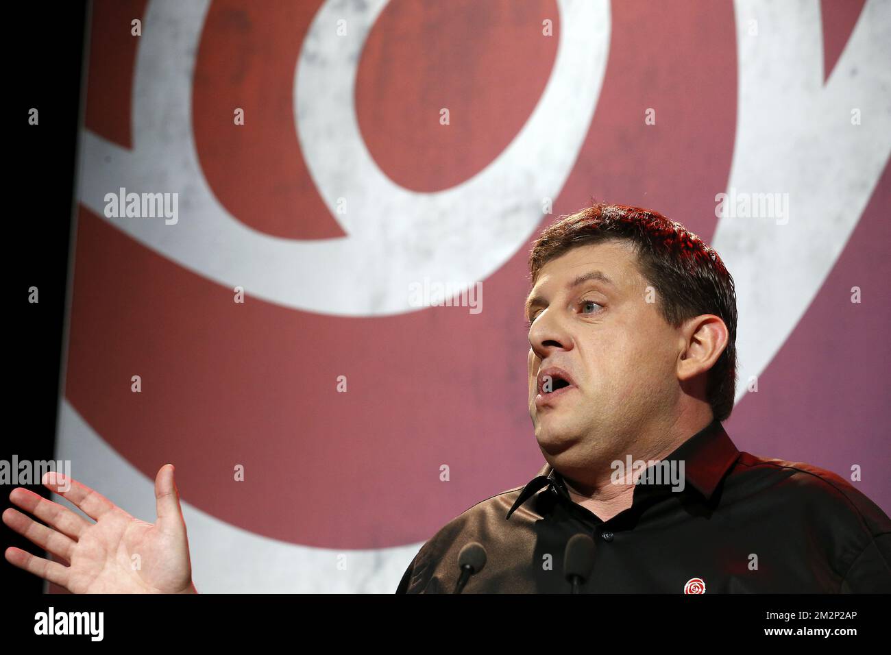 Sp.a chairman John Crombez delivers a speech at the new year's ...