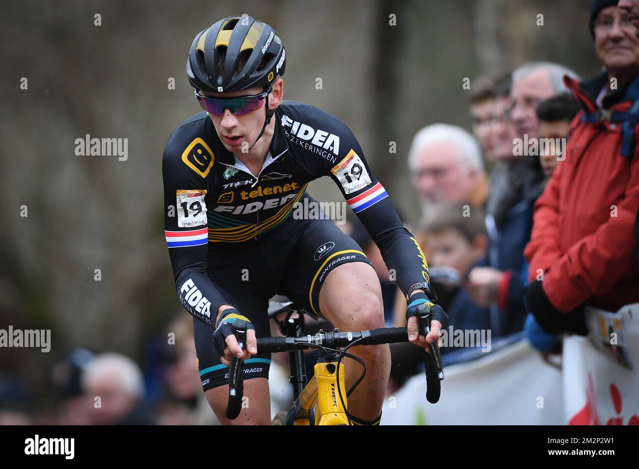 Dutch Lars Van Der Haar pictured in action during the Men Elite race of ...
