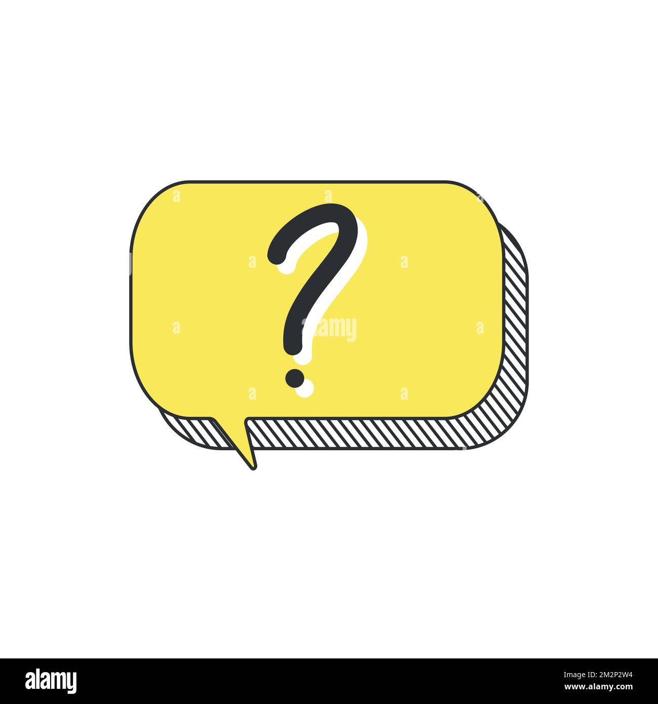 yellow speech bubble hand draw cartoon message box with question mark ...