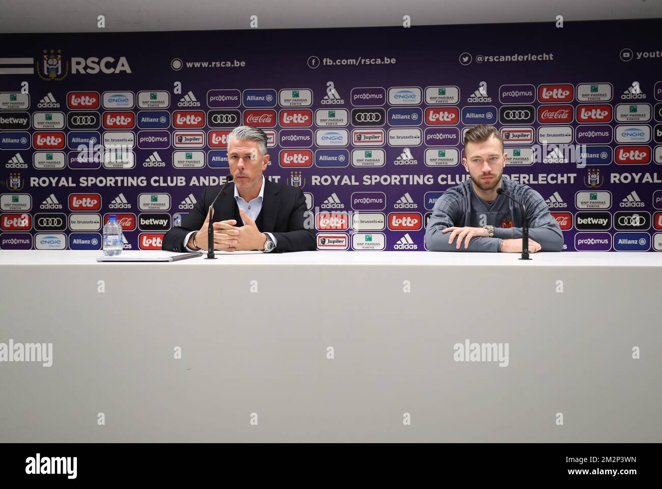 Anderlecht's sports director Michael Verschueren and Anderlecht's Peter ...
